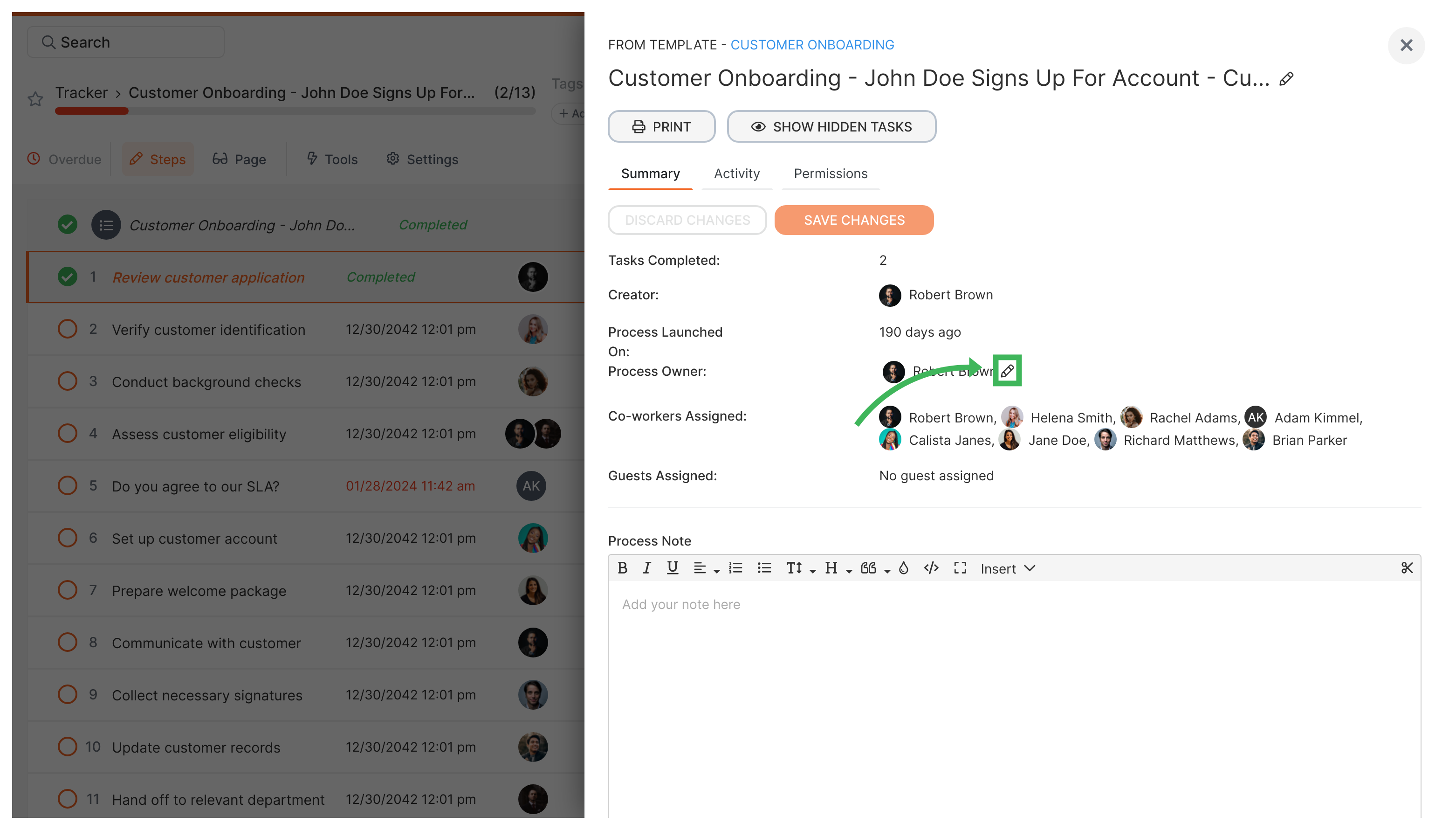 Tallyfy Pro · Edit tasks and process properties