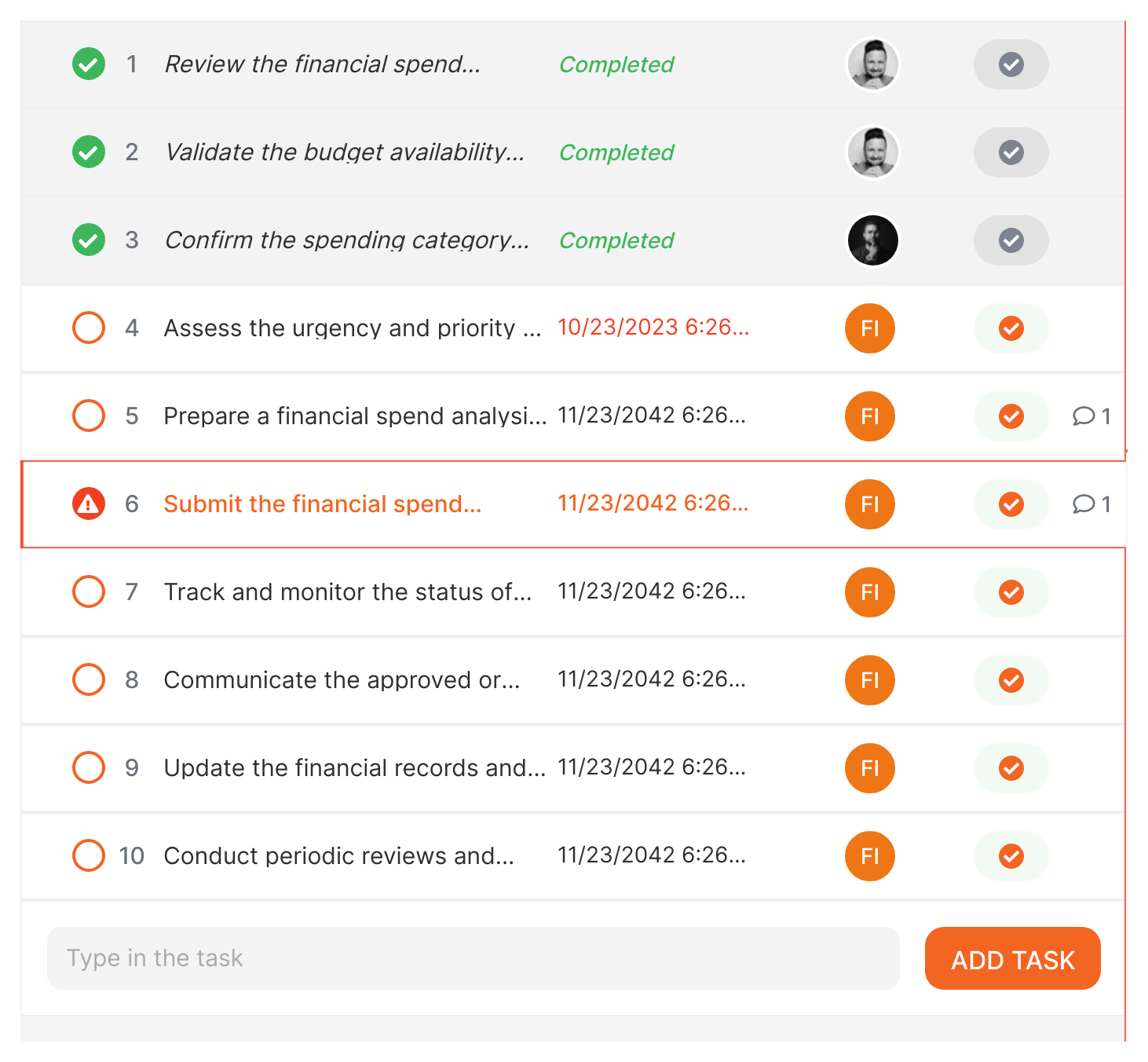 Tallyfy Pro · Report blockers in tasks
