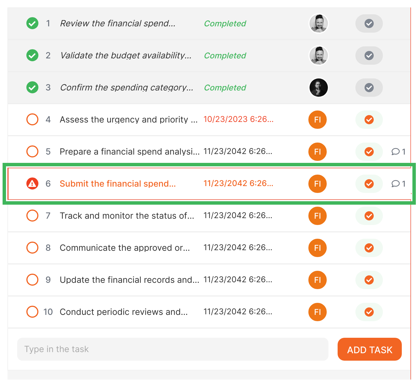 Tallyfy Pro · Report blockers in tasks