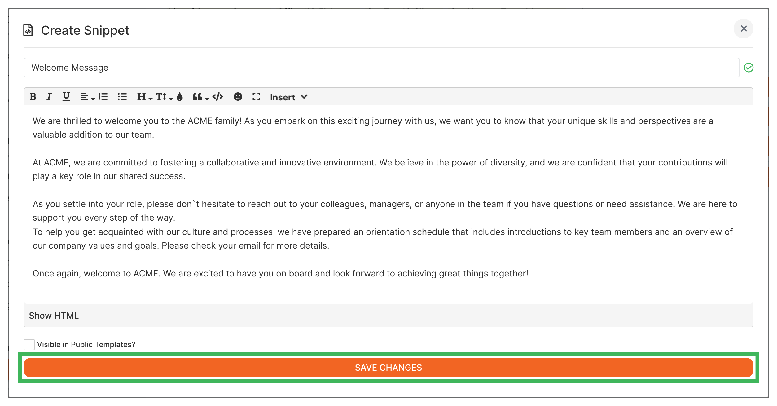 Tallyfy Pro · Welcome snippets