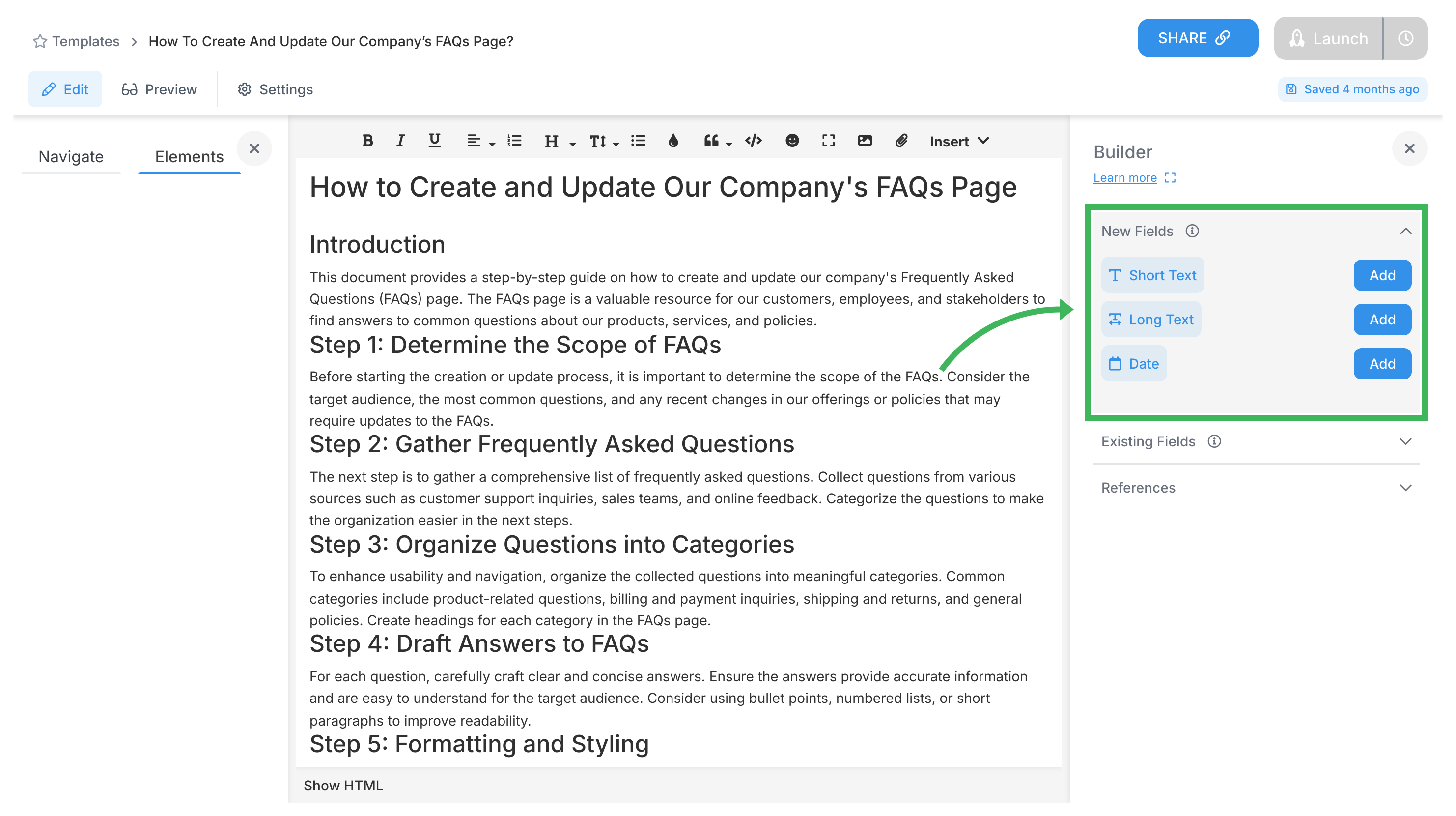Add fields to document templates | Tallyfy Pro