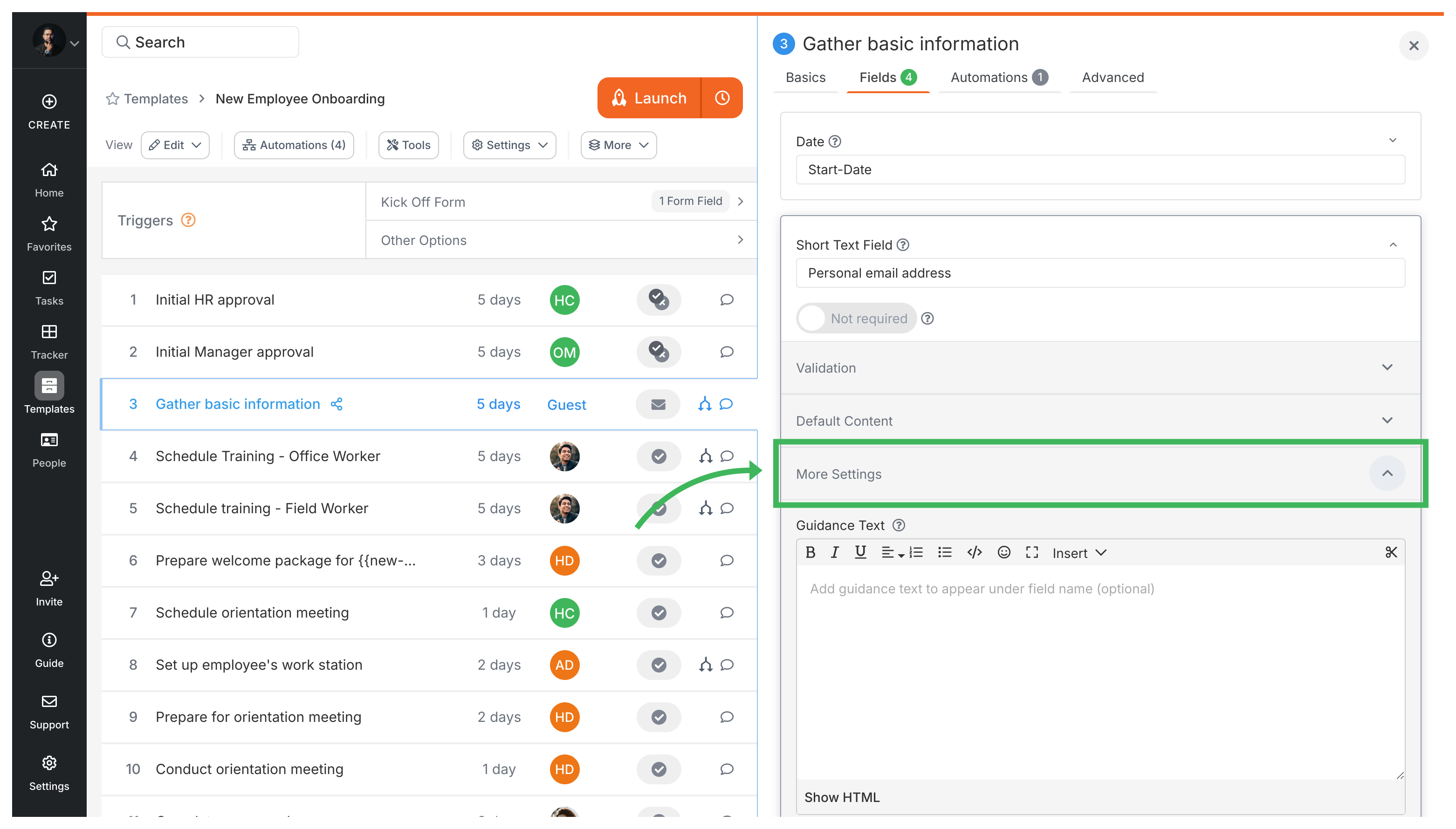Add guidance text to a step · Tallyfy Pro