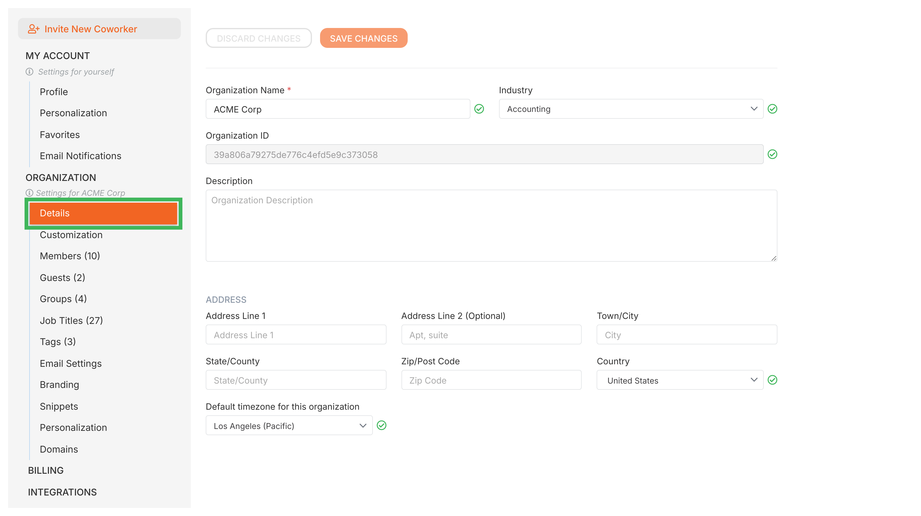 Update organization details · Tallyfy Pro