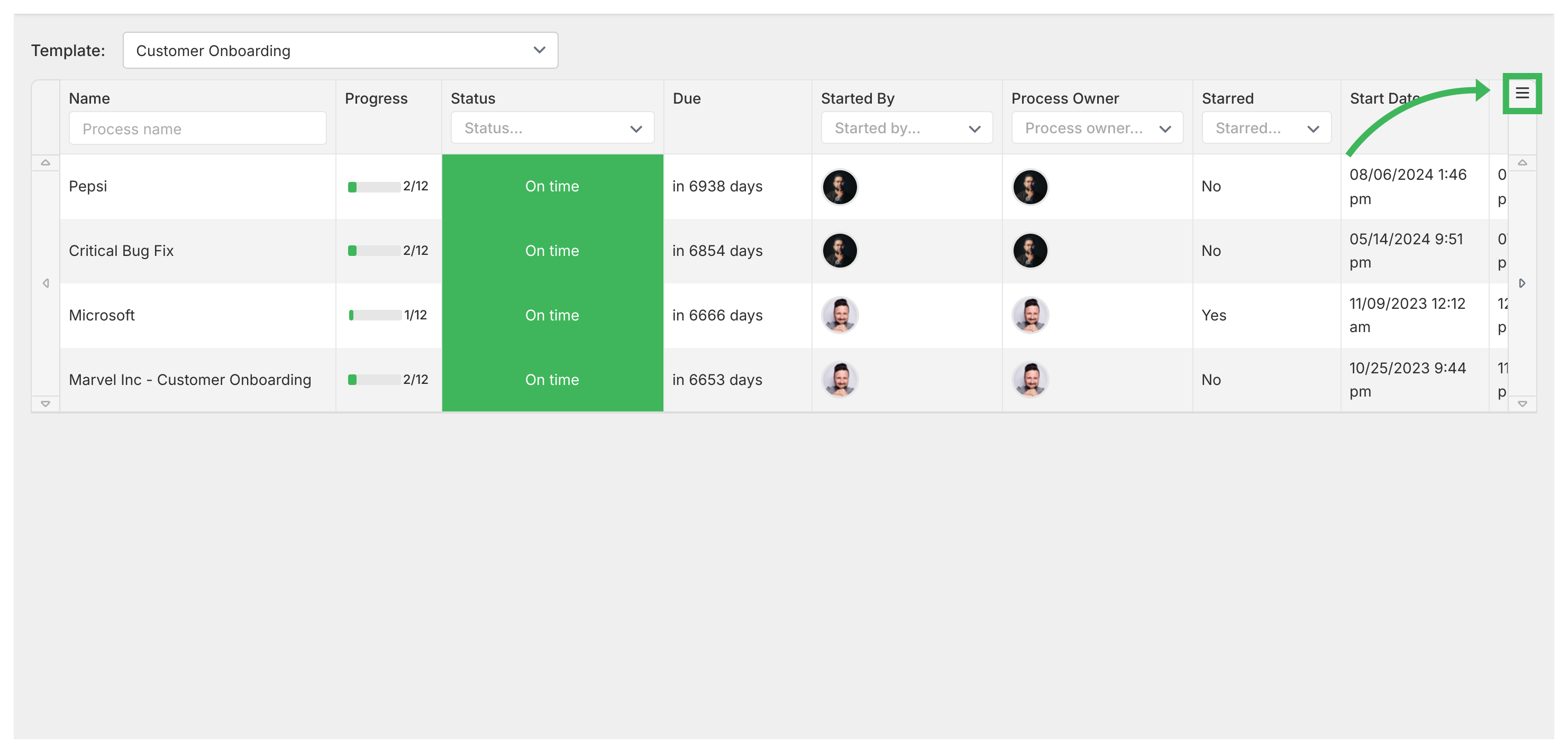 Switch between views · Tallyfy Pro