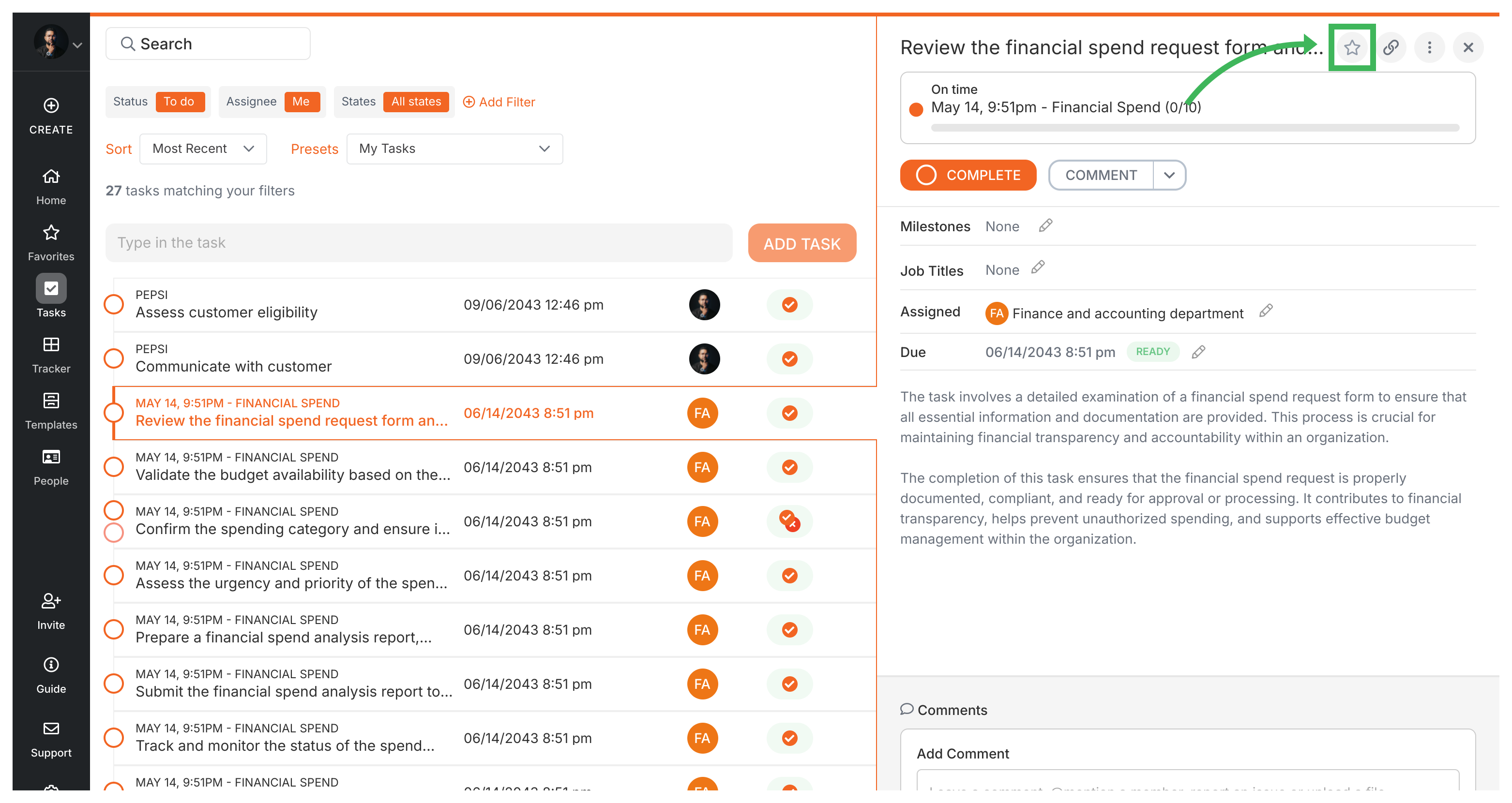 Favorite section · Tallyfy Pro