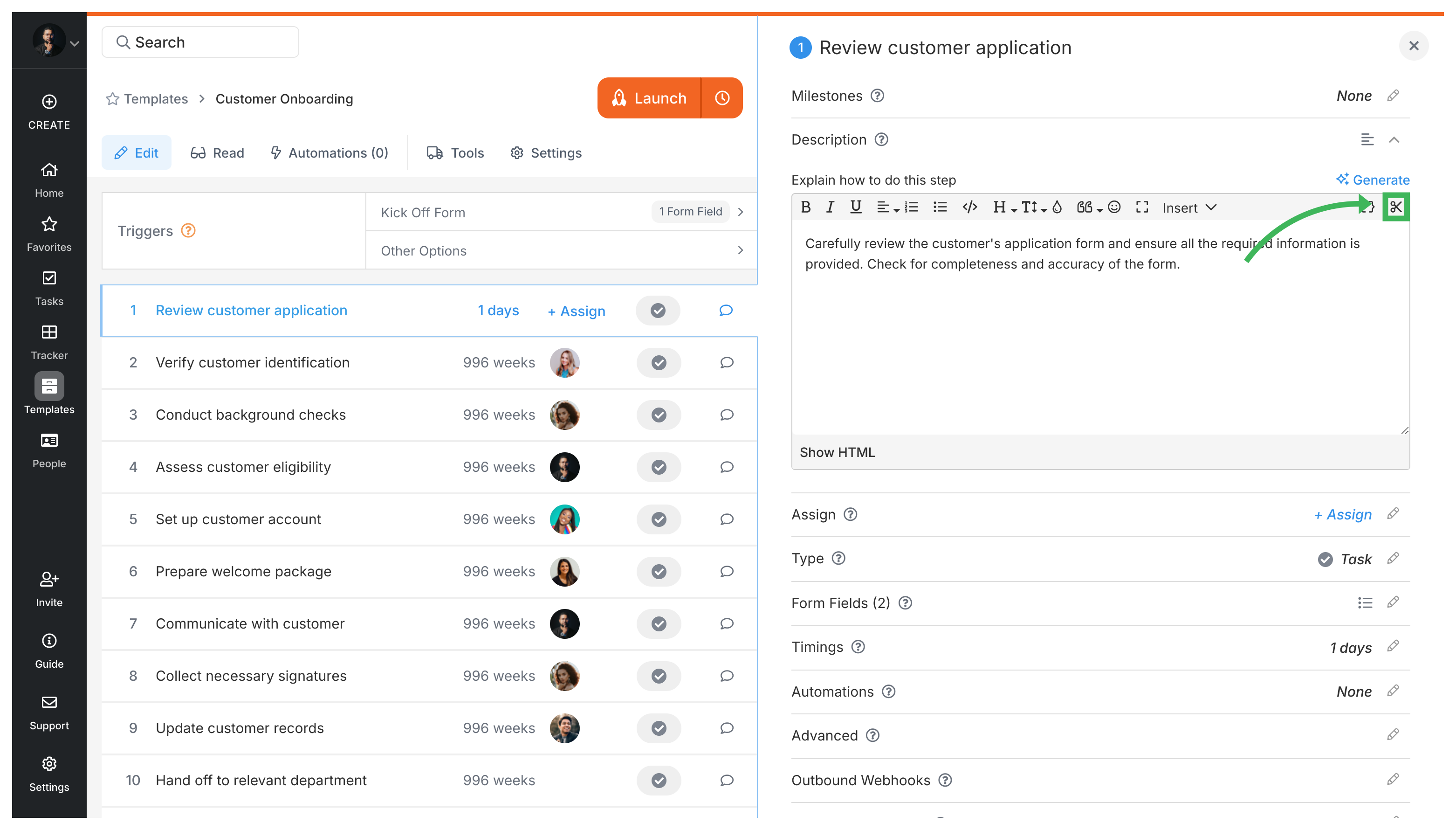 Use snippets · Tallyfy Pro