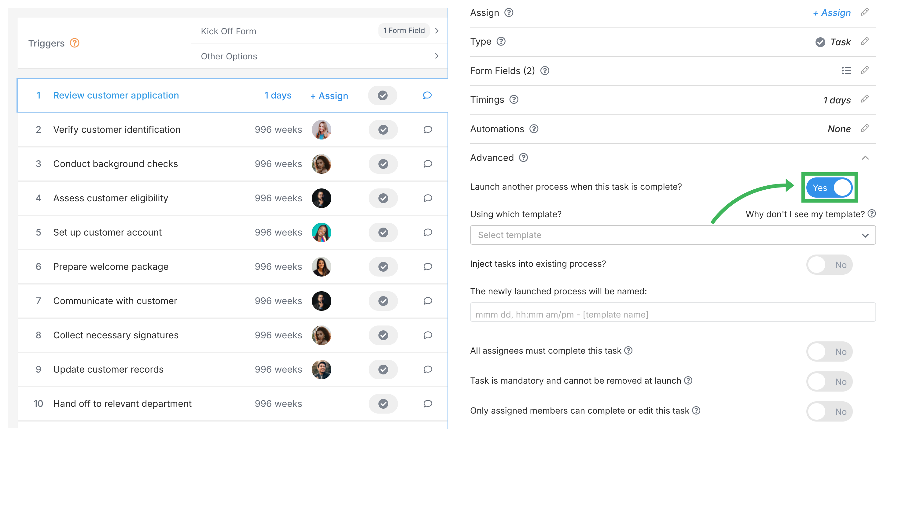 Launch another process when a task is completed · Tallyfy Pro
