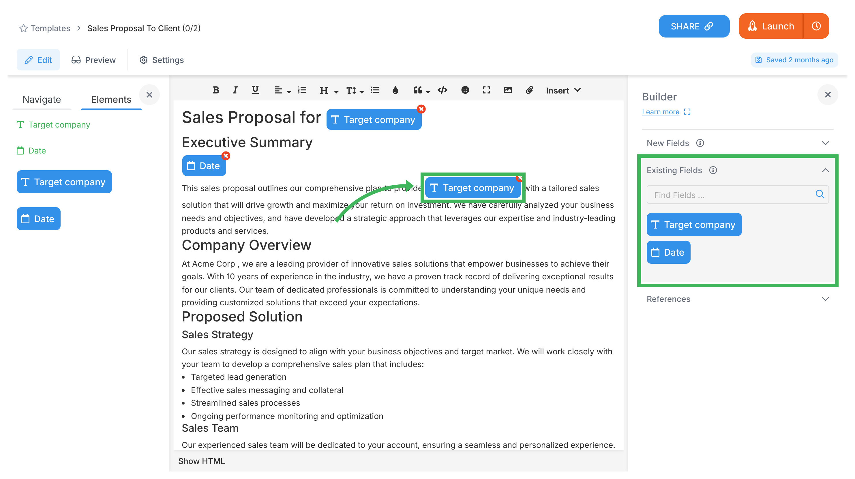 Add fields to document templates | Tallyfy Pro