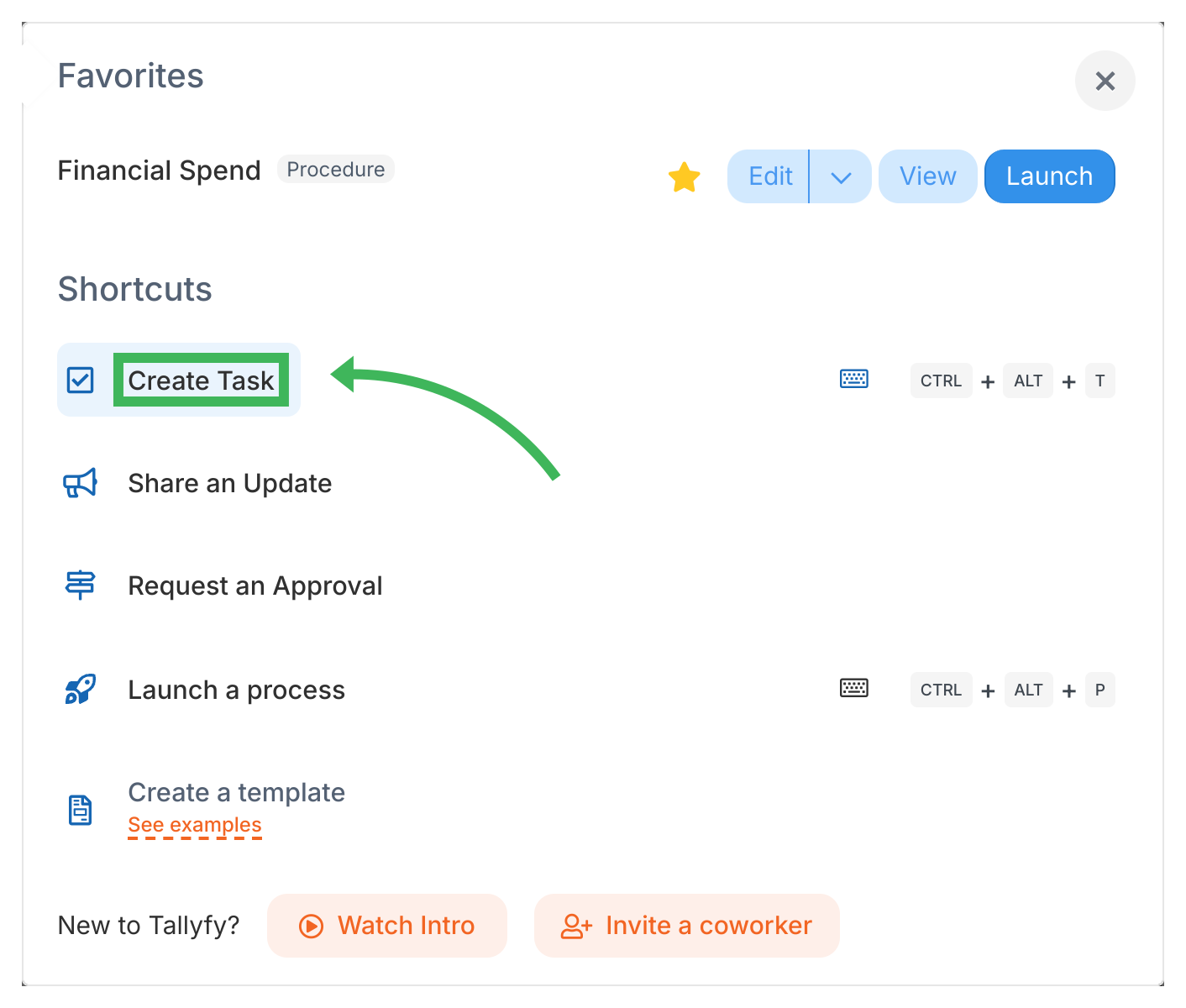 Create a one-off task · Tallyfy Pro