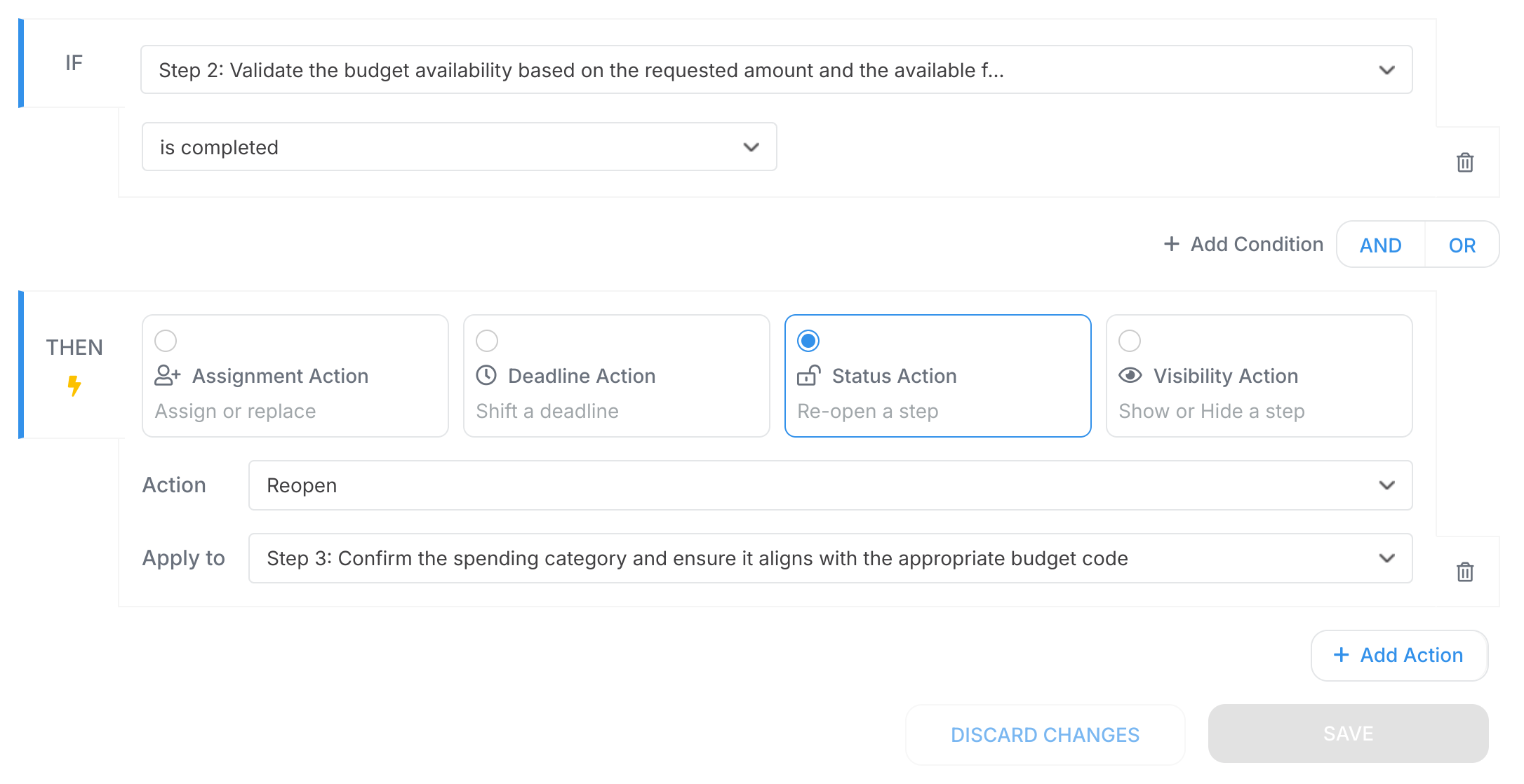 Automate changing the status of tasks · Tallyfy Pro